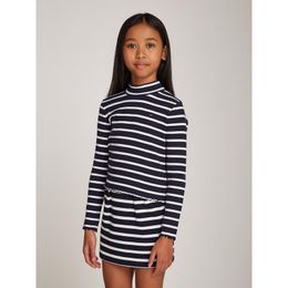 Tommy Hilfiger M&auml;dchen Langarmshirt &raquo;MOCK NECK RIB TOP LS&laquo; mit Babylock-Saum, Logostickerei blau 3 (98)
