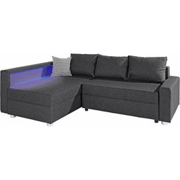 Collection AB Ecksofa &raquo;Relax L-Form&laquo; inklusive Bettfunktion, Federkern, wahlweise mit RGB-LED-Beleuchtung grau Zierkissen: 100%Polyester;Struktur (100