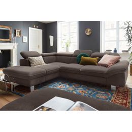 COTTA Ecksofa &raquo;Driver L-Form&laquo; mit Kopfteilverstellung, wahlweise mit Bettfunktion & Bettkasten braun Struktur (100% Polyester);Chenille (90% Polyester