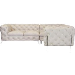 Home Affaire Chesterfield-Sofa &raquo;Amaury L-Form&laquo; moderne Chersterfield-Optik, Breite 262 cm, Fu&szlig;farbe w&auml;hlbar beige Struktur (100% Polyester);Samtoptik 