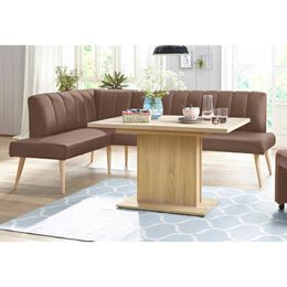 exxpo - sofa fashion Eckbank &raquo;Costa, moderne R&uuml;ckensteppung, bequem und elegant, hoher Holzfu&szlig;&laquo; hochwertig verarbeitet, Frei im Raum stellbar braun 