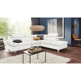 exxpo - sofa fashion Ecksofa &raquo;Fiji, L-Form&laquo; mit Kopf- bzw. R&uuml;ckenverstellung, wahlweise mit Bettfunktion wei&szlig; Luxus-Kunstleder;Webstoff (100% 