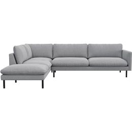 FLEXLUX Ecksofa &raquo;Bolzano, elegant und bequem, L-Form&laquo; Sitzaufbau mit Kaltschaum & Stahl-Wellen, lose Sitz -& R&uuml;ckenkissen grau 100% Polyester