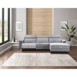 OTTO home Ecksofa &raquo;LUND, L-Form, 261cm, man. o. elektr. Relaxfunktion (mit USB-A)&laquo; und Kopfteilverstellung grau Webstoff 100% Polyester