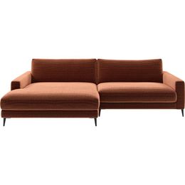 Home Affaire Ecksofa &raquo;Downtown, B/T/H: 272/190/84 cm L-Form&laquo; weicher Sitzkomfort auch in Cord und Boucl&eacute;, incl. Zierkissen braun 100% Polyester