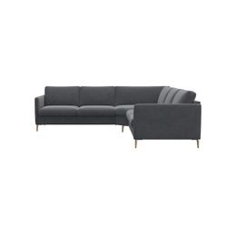 FLEXLUX Ecksofa &raquo;Fiore, gleichschenklig, bequem durch hochwertigem Sitzaufbau&laquo; schmale Armlehnen, Kaltschaum, F&uuml;&szlig;e Alu+ Eiche grau 100% Polyester