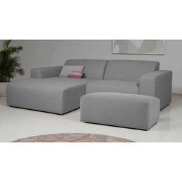 Inosign Ecksofa &raquo;Koa,228cm, L-Form, Modulsofa, Webstoff, Cord, Struktur, Chenille&laquo; Designsofa, Set, Hocker inklusive, weicher Lounge-Sitzkomfort grau 