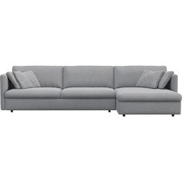 FLEXLUX Ecksofa &raquo;Lovane&laquo; Weich & anschmiegsam, gro&szlig;e Sitztiefe auf Kaltschaum, Dekokissen inkl. grau 100% Polyester