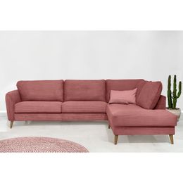 Home Affaire Ecksofa &raquo;MARSEILLE 278/202 cm, L-Form, Ottom. rechts/links, verschiedene Bez&uuml;ge&laquo; Massivholzbeine Eiche, Landhausstil, Wellenunterfederung