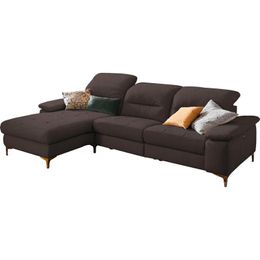 Home Affaire Ecksofa &raquo;Basel L-Form&laquo; mit vollmotorischer Relaxfunktion und motorischer Recamiere braun Luxus-Mikrofaser Lederoptik: 100% Polyester, ;