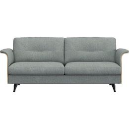 FLEXLUX 2,5-Sitzer &raquo;Glow Sofa, Couch, Premium-Sitzkomfort: Kaltschaum & Federkern&laquo; Armlehnenblende in ge&ouml;lter Eiche, Fu&szlig; schwarz blau 62% Polyester/17