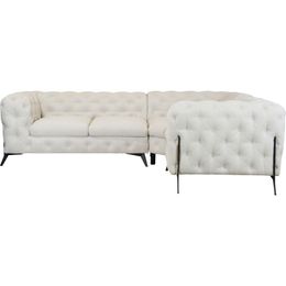 Home Affaire Chesterfield-Sofa &raquo;Amaury L-Form&laquo; moderne Chersterfield-Optik, Breite 262 cm, Fu&szlig;farbe w&auml;hlbar beige Struktur (100% Polyester);Samtoptik 