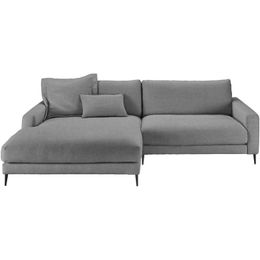 Home Affaire Ecksofa &raquo;Downtown, B/T/H: 272/190/84 cm L-Form&laquo; weicher Sitzkomfort auch in Cord und Boucl&eacute;, incl. Zierkissen grau 100% Polyester