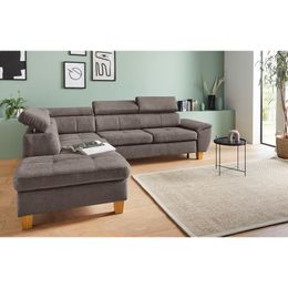 exxpo - sofa fashion Ecksofa &raquo;Enya, hoher Sitzkomfort, Breite 266cm, bequem, 12cm hohe F&uuml;&szlig;e, L-Form&laquo; mit Kopfteilverstellung, wahlweise Bettfunktion u