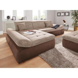 DOMO collection Ecksofa &raquo;PB Moric wahlweise mit Bettfunktion + Armteilverstellung, L-Form&laquo; im XXL-Format, B/T/H:300/172/80 cm, feine Steppung braun 