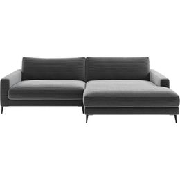 Home Affaire Ecksofa &raquo;Downtown, B/T/H: 272/190/84 cm L-Form&laquo; weicher Sitzkomfort auch in Cord und Boucl&eacute;, incl. Zierkissen grau 100% Polyester