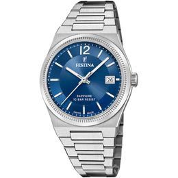 Festina Damen Quarzuhr &raquo;Riv&eacute; Collection&laquo; Armbanduhr, Damenuhr, Swiss Made, Saphirglas, bis 10 bar wasserdicht silber