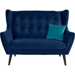 Home Affaire 2-Sitzer &raquo;Hemmink&laquo; mit Knopfheftung blau Samtvelours (100% Polyester);Luxus-Microfaser (100% Polyester);Struktur (94% Polyester, 6% 