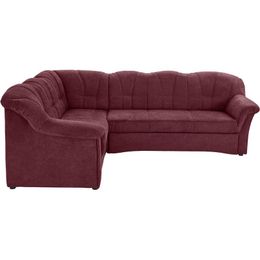 DOMO collection Ecksofa &raquo;Papenburg B/T/H: 242/190/84 cm L-Form&laquo; wahlweise mit Bettfunktion, Langer Schenkel links oder rechts lila Struktur ( 90% 