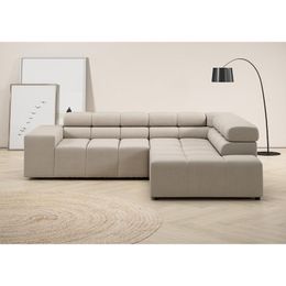 Home Affaire Ecksofa &raquo;Ancona, incl. Kopfteilverstellung + 3 Zierkissen, L-Form, Breite 249cm&laquo; wahlweise motorische Sitztiefenverstellung, B/T(H: 249/
