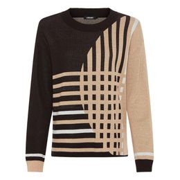 Olsen Feinstrickpullover, dekorativer Retro-Panneaux-Print als Eyecatcher, weich Damen Gr&ouml;&szlig;e S beige
