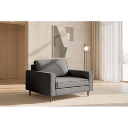 Home Affaire Loveseat &raquo;Pinto Skandi 105 cm, Chenille, Struktur&laquo; mit Keder, Massivholzf&uuml;&szlig;e Eiche ger&auml;uchert 100% Polyester