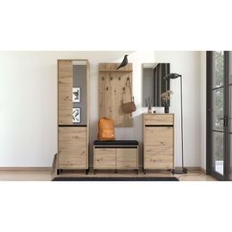 Home Affaire Garderoben-Set &raquo;Arran Flurm&ouml;bel, Dielenm&ouml;bel, Flurschrank, Flurgarderobe Breite 189 cm&laquo; 5tlg Glas, Kunststoff, MDF, Metall, Spanplatte