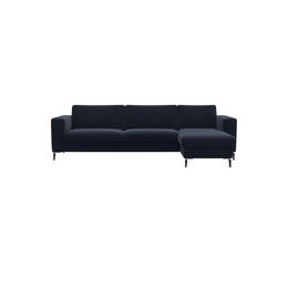 FLEXLUX Ecksofa &raquo;Fiore, superbequemer Sitzkomfort durch Kaltschaum im Sitz, L-Form&laquo; breite Armlehnen, F&uuml;&szlig;e Alu+schwarz blau 100% Polyester