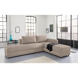LOOKS by Wolfgang Joop Ecksofa &raquo;LooksIII L-Form&laquo; durch Drehfunktion zum Bett wandelbar, inklusive Staufach beige Struktur (100% Polyester);