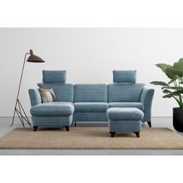 Home Affaire Ecksofa &raquo;Trelleborg L-Form&laquo; wahlweise mit Bettfunktion und Bettkasten, inkl. Federkern-Polsterung blau 100% Polyester