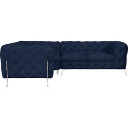Home Affaire Chesterfield-Sofa &raquo;Amaury L-Form&laquo; moderne Chersterfield-Optik, Breite 262 cm, Fu&szlig;farbe w&auml;hlbar blau Struktur (100% Polyester);Samtoptik (
