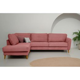 Home Affaire Ecksofa &raquo;MARSEILLE 278/202 cm, L-Form, Ottom. rechts/links, verschiedene Bez&uuml;ge&laquo; Massivholzbeine Eiche, Landhausstil, Wellenunterfederung