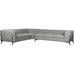 Home Affaire Chesterfield-Sofa &raquo;Amaury L-Form&laquo; gro&szlig;es Ecksofa, Chesterfield-Optik, Breite 323 cm, Fu&szlig;farbe w&auml;hlbar silber Struktur (100% Polyester);