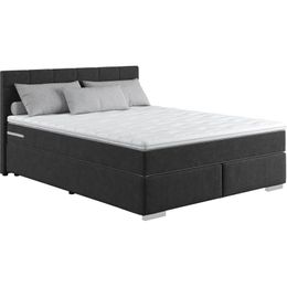 COTTA Boxspringbett &raquo;Simba&laquo; Topseller! wahlweise mit oder ohne Matratze und Topper bestellbar schwarz Polyester