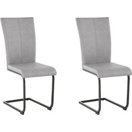 OTTO home Freischwinger &raquo;Oliver&laquo; () 2 Stk.Stuhl belastbar bis 120 Kg grau Holzwerkstoff, Metall, Polyester