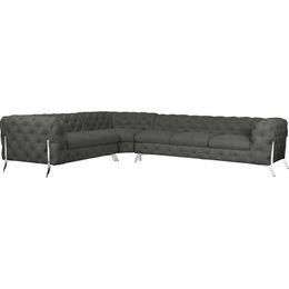 Home Affaire Chesterfield-Sofa &raquo;Amaury L-Form&laquo; gro&szlig;es Ecksofa, Chesterfield-Optik, Breite 323 cm, Fu&szlig;farbe w&auml;hlbar grau Struktur (100% Polyester);