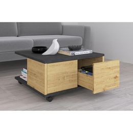 FMD Couchtisch &raquo;Twin&laquo; Schubladen als Push-to-open, viel Staur., mit Rollen, Breite: 70 cm
