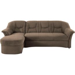 DOMO collection Ecksofa &raquo;Sarafina zeitlos und komfortabel, optional mit Federkern, L-Form&laquo; wahlweise mit Bettfunktion braun Luxus-Microfaser (92% 
