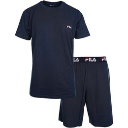 Fila Damen Schlafanzug &raquo;MAN JERSEY PYJAMAS&laquo; 2 tlg. Hose mit elastischem Logobund und Kurzarmshirt blau XL