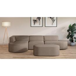 OTTO home Ecksofa &raquo;EIVIND Designer Sofa mit Ottomane rechts/links, B/T/H: 343/159/72 cm&laquo; L-Form mit Wellenunterfederung, auch in Feincord und Boucl&eacute; 