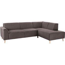 Home Affaire Ecksofa &raquo;Janek Scandic Design, elegant und zeitlos, L-Form&laquo; mit Federkern und Keder in scandinavischem Design grau Struktur fein ( 100% 