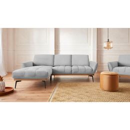 exxpo - sofa fashion Ecksofa &raquo;Palic, inkl. R&uuml;ckenverstellung, bequem, elegant, Breite 245cm, L-Form&laquo; vom Sofa zum Hochlehner. Hohe F&uuml;&szlig;e und Holzblende