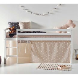 Hoppekids Hochbett &raquo;ECO Dream, Kinderbett, Spielbett, Halbhohes Bett aus Massivholz&laquo; inkl. Vorhang-Set Creator, Bettgr&ouml;&szlig;e & Matratze w&auml;hlbar beige Kinderbett: 