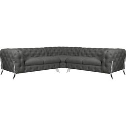 Home Affaire Chesterfield-Sofa &raquo;Amaury L-Form&laquo; Chesterfield-Optik, Breite/Tiefe je 262 cm, Fu&szlig;farbe w&auml;hlbar grau Struktur (100% Polyester);Samtoptik (