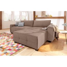 Home Affaire Ecksofa &raquo;Bella L-Form, B: 254 cm - OTTO. Verl&auml;ssliche Qualit&auml;t.&laquo; mit 2 Zierkissen, optional Bettfunktion & Bettkasten, Federkern braun 