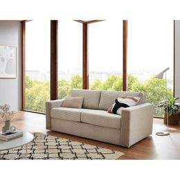 ATLANTIC HOME COLLECTION Schlafsofa &raquo;Rolando, B: 196 cm, Liegefl. 140x190 cm&laquo; mit komfortabler Matratze, Dauerschlafsofa beige 100% PES