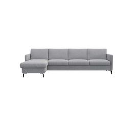 FLEXLUX Ecksofa &raquo;Fiore, L-Form&laquo; schmale Armlehnen, Kaltschaum, F&uuml;&szlig;e Alu+schwarz grau 100% Polyester