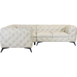 Home Affaire Chesterfield-Sofa &raquo;Ecksofa GLYNIS L-Form mit Wellenunterfederung, Ma&szlig;e B/T/H 264/204/75cm&laquo; aufw&auml;ndige Knopfheftung, moderne Chesterfield 