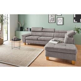 exxpo - sofa fashion Ecksofa &raquo;Enya, hoher Sitzkomfort, Breite 266cm, bequem, 12cm hohe F&uuml;&szlig;e, L-Form&laquo; mit Kopfteilverstellung, wahlweise Bettfunktion u