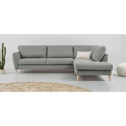 Home Affaire Ecksofa &raquo;MARSEILLE 278/202 cm, L-Form, Ottom. rechts/links, verschiedene Bez&uuml;ge&laquo; Massivholzbeine Eiche, Landhausstil, Wellenunterfederung